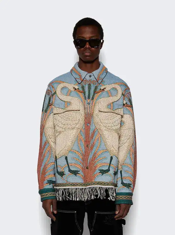 Amiri Swan Tapestry Overshirt In Ashley Blue - 40% Off | Editorialist
